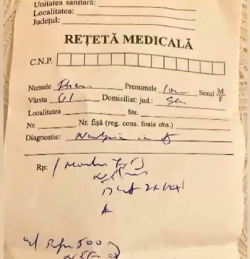 FOTO / Tu reuşeşti să înţelegi ce scrie? Reţeta eliberată de un medic ...