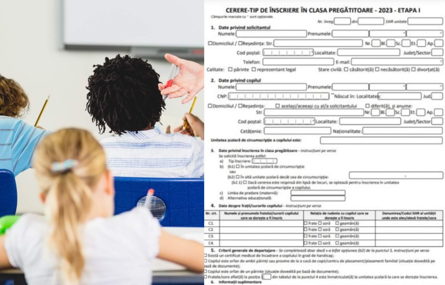 Cum arată cererea pentru înscrierea copiilor la clasa pregătitoare. În ce perioadă trebuie ...